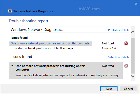 Fix One Or More Network Protocols Are Missing On This Computer Error Easypcmod