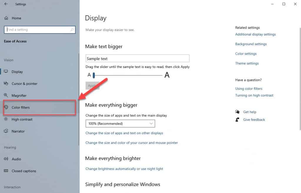How To Turn On Color Filters In Windows 10 - EasyPCMod
