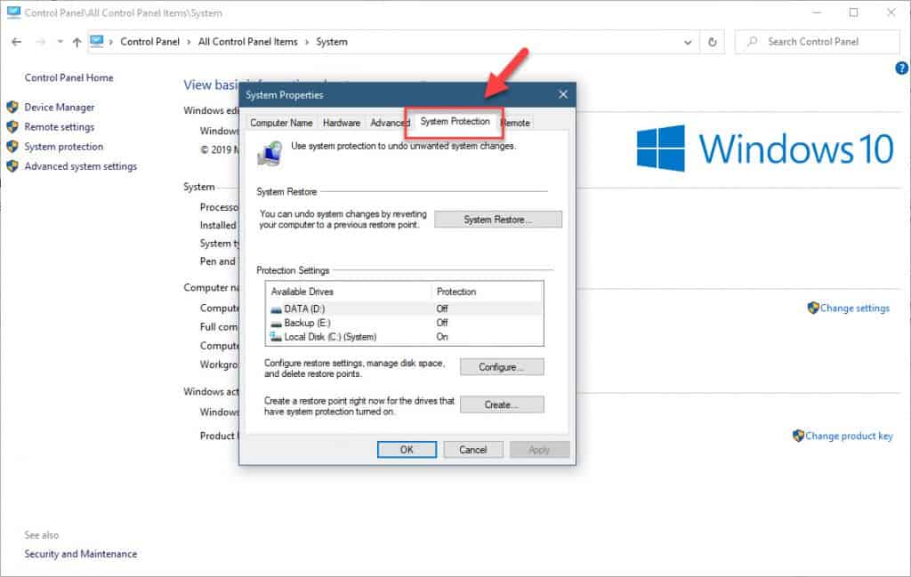 How To Enable System Restore In Windows 10 - EasyPCMod