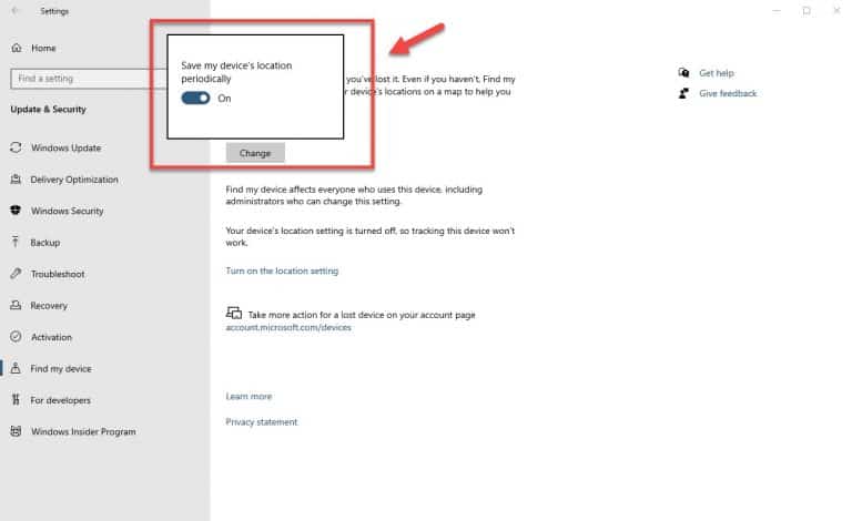 How To Turn On Windows 10 Find My Device Feature